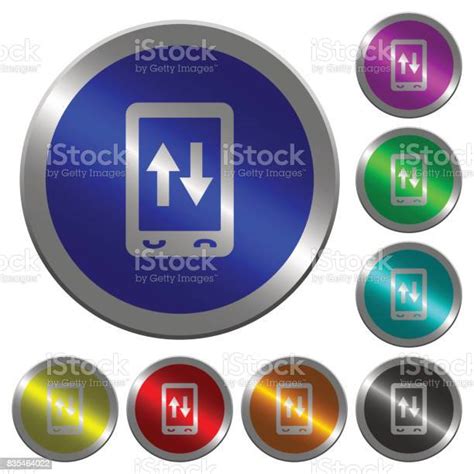 Mobile Data Traffic Luminous Coinlike Round Color Buttons Stock