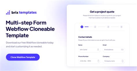 Multi Step Form Webflow Cloneable Template Brix Templates