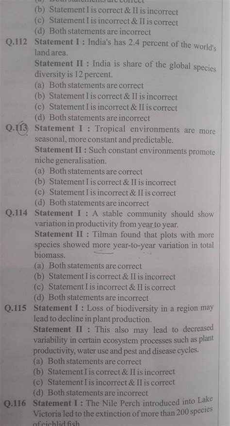 Q 112 Statement I Indias Has 2 4 Percent Of The Worlds Land Area Sta