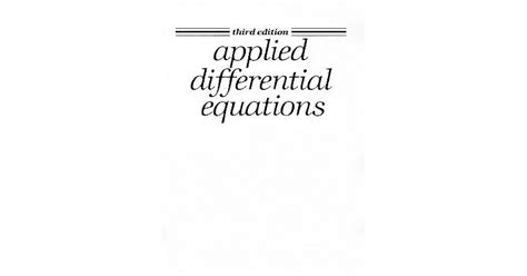 Applied Differential Equations By Murray R Spiegel