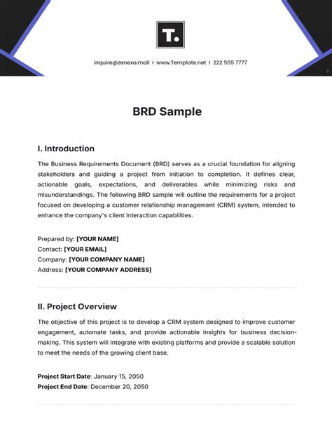 Brd Sample Template Pdf