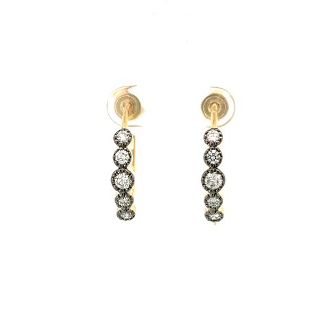 Yellow Gold And Gray Rhodium 5 Diamond Milgrain Hoop Cindy Ensor Designs