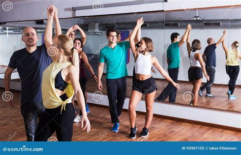 Dancing Couples Learning Salsa Stock Image Image Of People Class