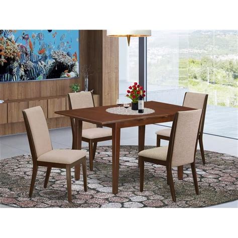 5 Piece Picasso Dining Table Set Mahogany And Light Tan