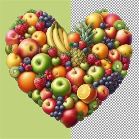 Premium Psd Fruit Love In A Heart Shape Png