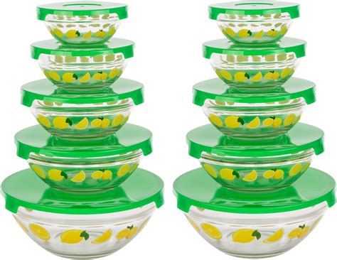 Classic Cuisine Glass Bowls With Lids Set Mixing Bowls