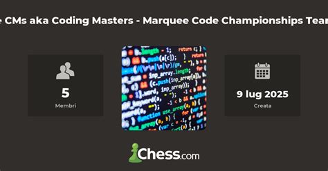 The Cms Aka Coding Masters Marquee Code Championships Team Club Di Scacchi
