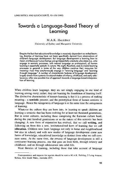 Pdf Towards A Language Based Theory Of Learning A Language Based