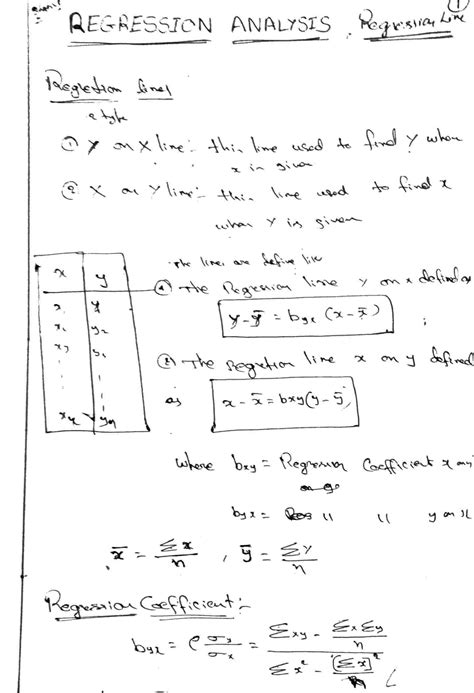 Regression Analysis Hand Written Notes In  Format