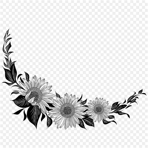 Sunflower Clipart Black And White Border