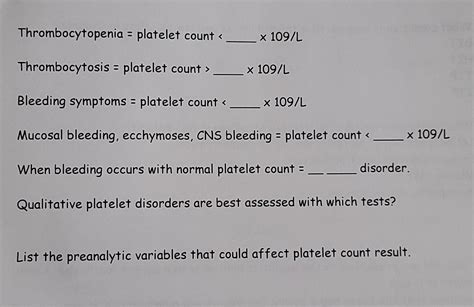 Solved Thrombocytopenia Platelet Count