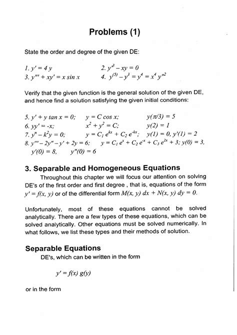Solution Separable Homogeneous And Nonhomogeneous Differential