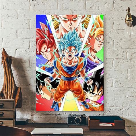 Cuadro Decorativo Goku Fases Canvas Listo Para Colgar 28x41cm Jungle