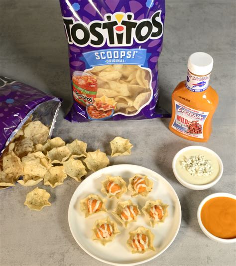 Tostitos Scoops With Hot Popcorn Chicken And Blue Cheese La Nova