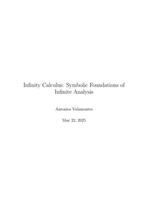 Pdf Infinity Calculus Symbolic Foundations Of Infinite Analysis