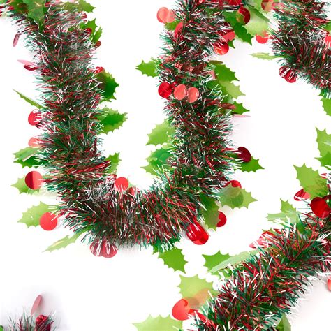 Muwoob 33 Ft Christmas Tinsel Garland Green Glitter