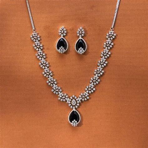 Cz Classic Necklace Set With Rhodium Plating 435044 At ₹ 945set