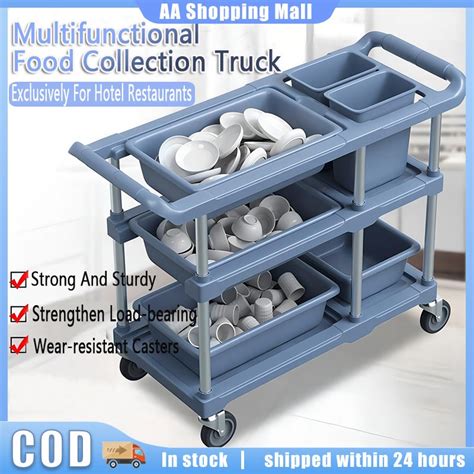 Bowl Collection Cart 3 Tier Utility Cart Trolley Food Service Trolley