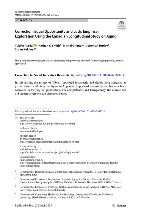 Pdf Correction Equal Opportunity And Luck Empirical Exploration