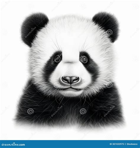 Dibujo Realista Del Oso Panda Blanco Y Negro Stock De Ilustración