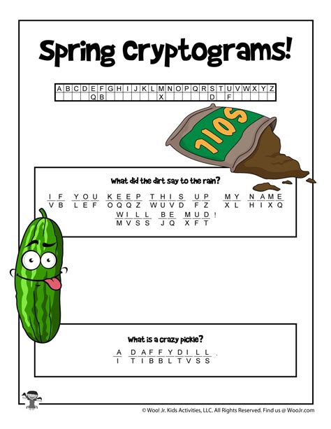Spring Picture Cryptogram Puzzle Worksheets Day