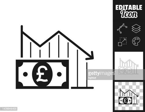 Declining Graph With Pound Banknote Icon For Design Easily Editable