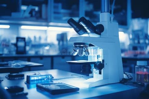 Microscope On The Table In Laboratory Science Research Technology