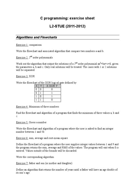 C Programming Exercises Overview Pdf Pointer Computer Programming