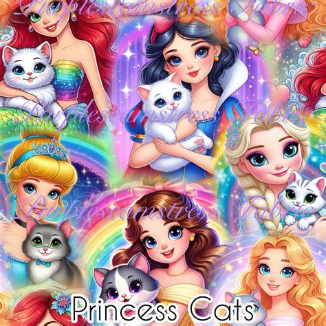 Princess Cats Fabric Purpleseamstress Fabric