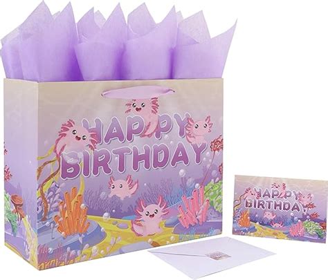 Wishinside 13” Large Axolotl Happy Birthday T Bag Set