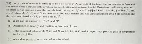 solved a particle of mass m is acted upon by a net force f