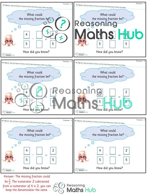 Add And Subtract Fractions With The Same Denominator Within One Whole Master The Curriculum