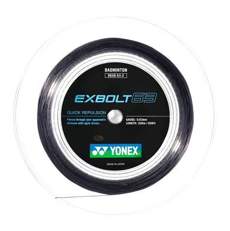 Yonex Exbolt 63 Black Badminton String Coil 200m Gem Sports