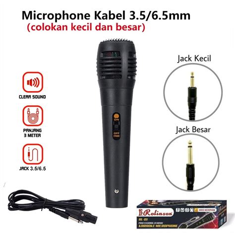 Jual Mic Microphone Kabel Karaoke Buat Speaker 3 5mm Colokan Kecil Colokan Besar 6 5mm