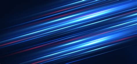 Abstract Technology Futuristic Glowing Blue And Red Light Lines With Speed Motion Blur Effect On