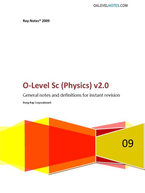 O Level Sc Physics V20 General Notes And Definitions For Instant