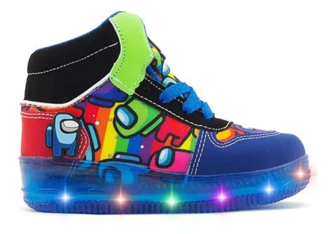 Tenis Bota Niño Luces Led Juego Among Us Azul 12 21 5 Envío Gratis