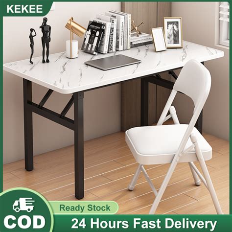 Kekee Marble Texture Foldable Banquet Table Event Folding Dining Table Computer Table Imitation