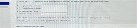 solved 1 ﻿point ﻿let f x 4x 8x ﻿find the open intervals