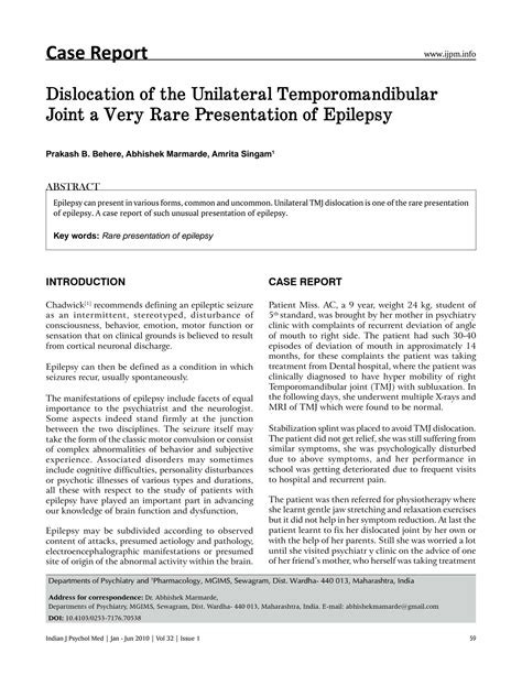 Solution Dislocation Of The Unilateral Temporomandibular Joint A Very Rare Presentation Of