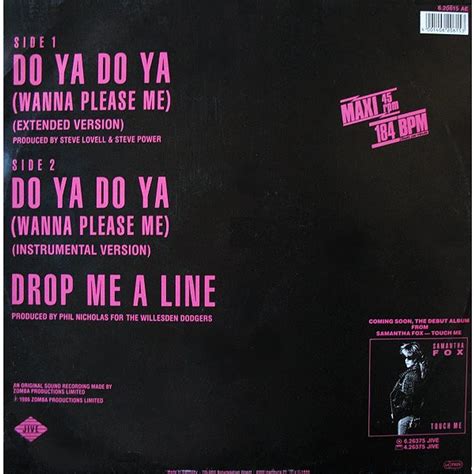 Samantha Fox Do Ya Do Ya Wanna Please Me Vinyl 12 1986 De
