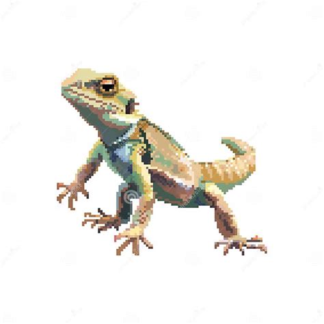 Pixel Art Lizard On White Background Vector Illustration Design Stock