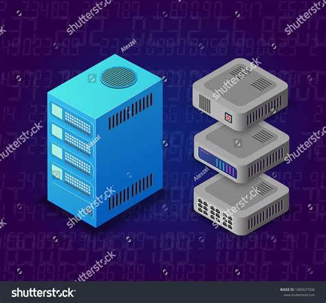 3d Server Set Network Technology Connection Stock Vector Royalty Free