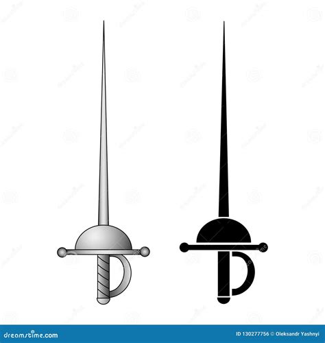 Rapier Medieval Weapon Vector Illustration On White Background For