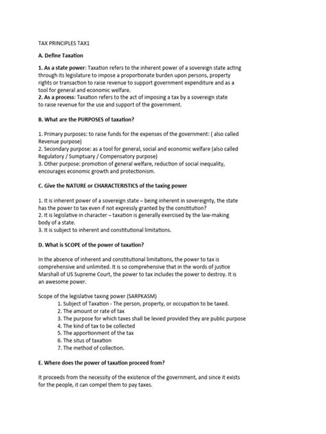 Tax Principles Tax Review Mat Pdf Taxes Stocks