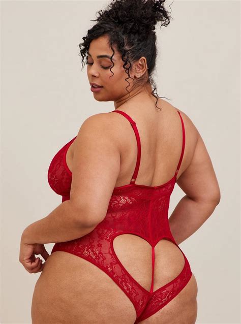 Plus Size Lace Bodysuit With Open Heart Back Torrid