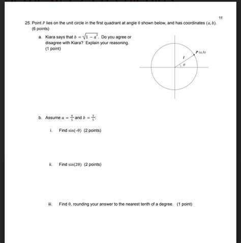 [answered] point p lies on the unit circle in the first quadrant at