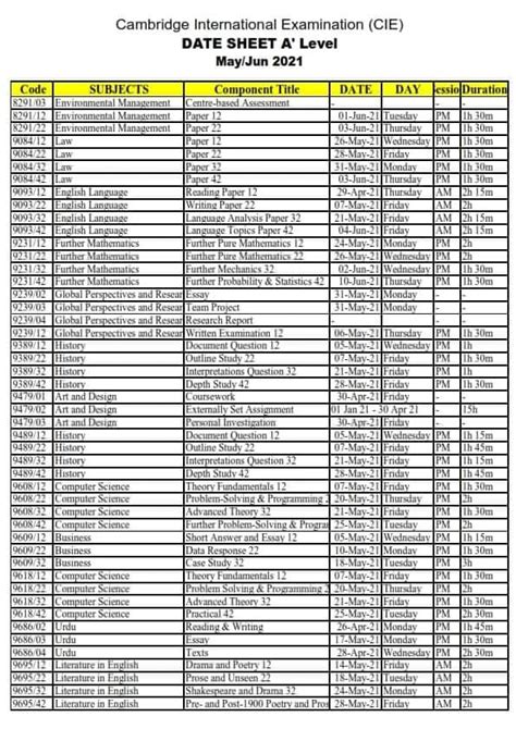 Caie Date Sheet For Business Studies With Abubakar Ahmad