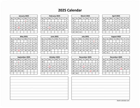 2025 Printable Monthly Calendar Landscape