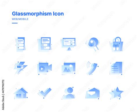 Icons Set In Glassmorphism Style Mobile Tablet Desktop Search Zoom